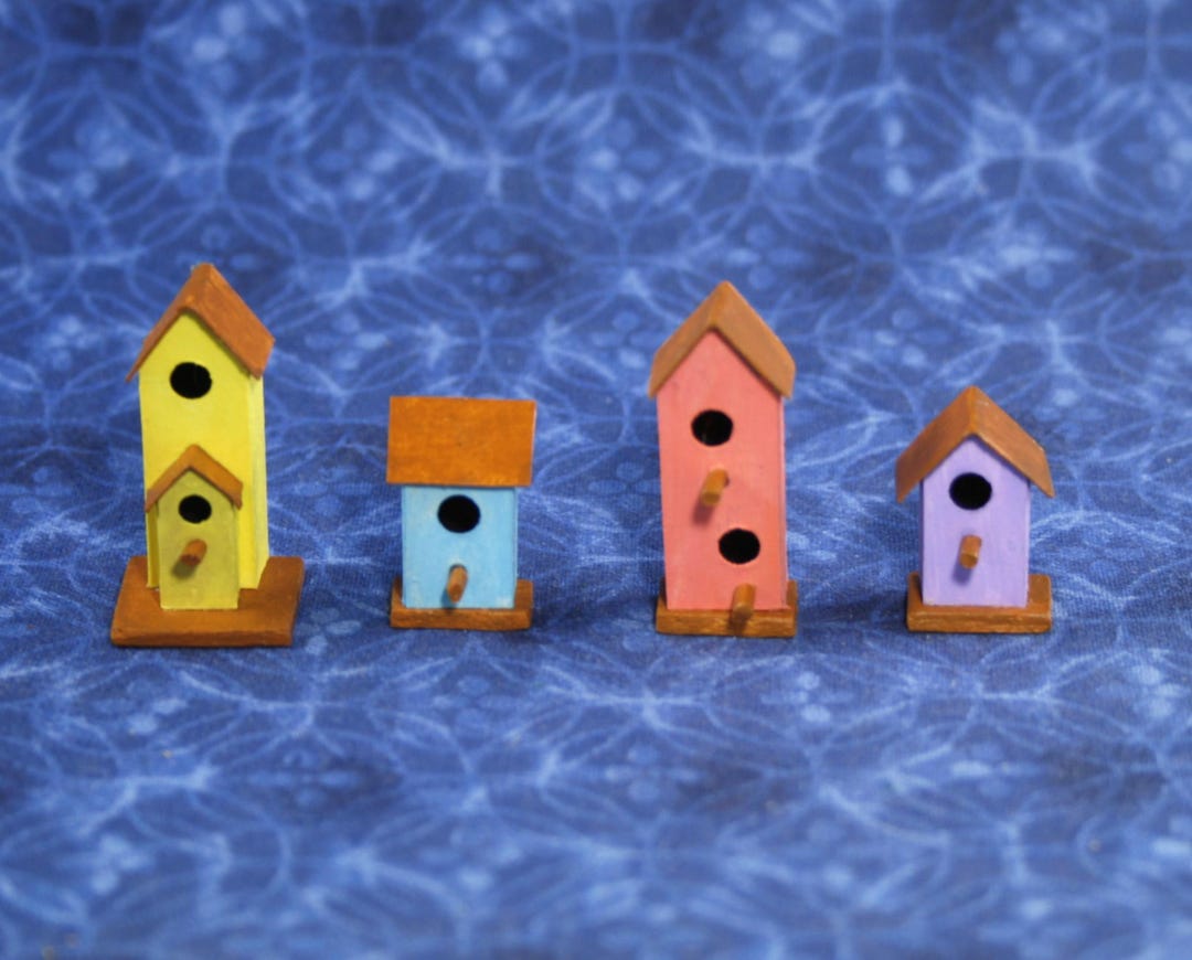 Set of 4 Dollhouse Miniature Bird Houses 12th Scale - Etsy