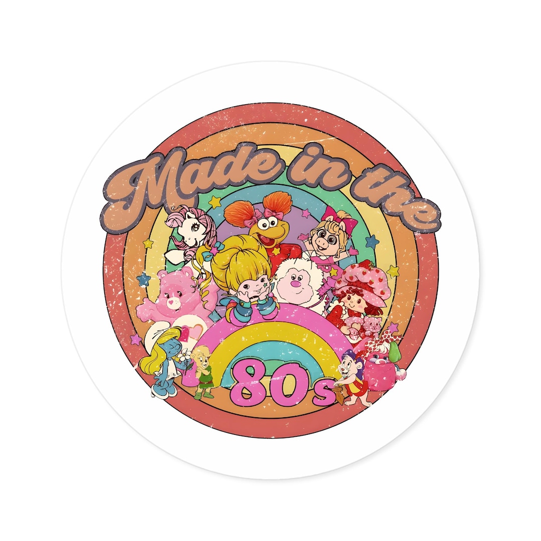 Made in the 80s Round Sticker | Retro Rainbow Characters, Indoor ...