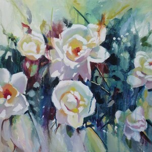 Sweetbrier, Contemporary Floral Oil Painting on Canvas - Etsy