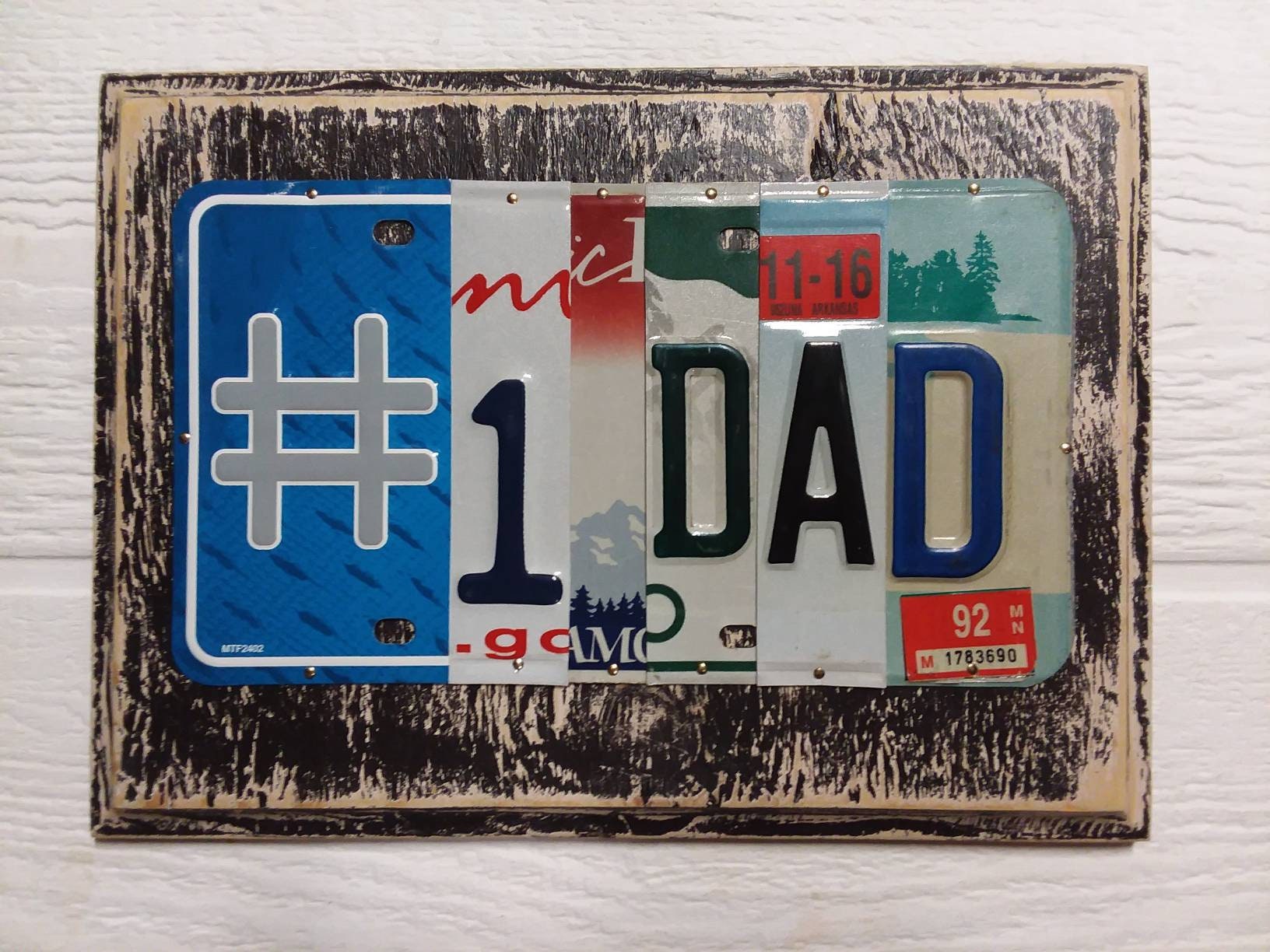 Number 1 One DAD Sign License Plate Sign Fathers Day Gift | Etsy