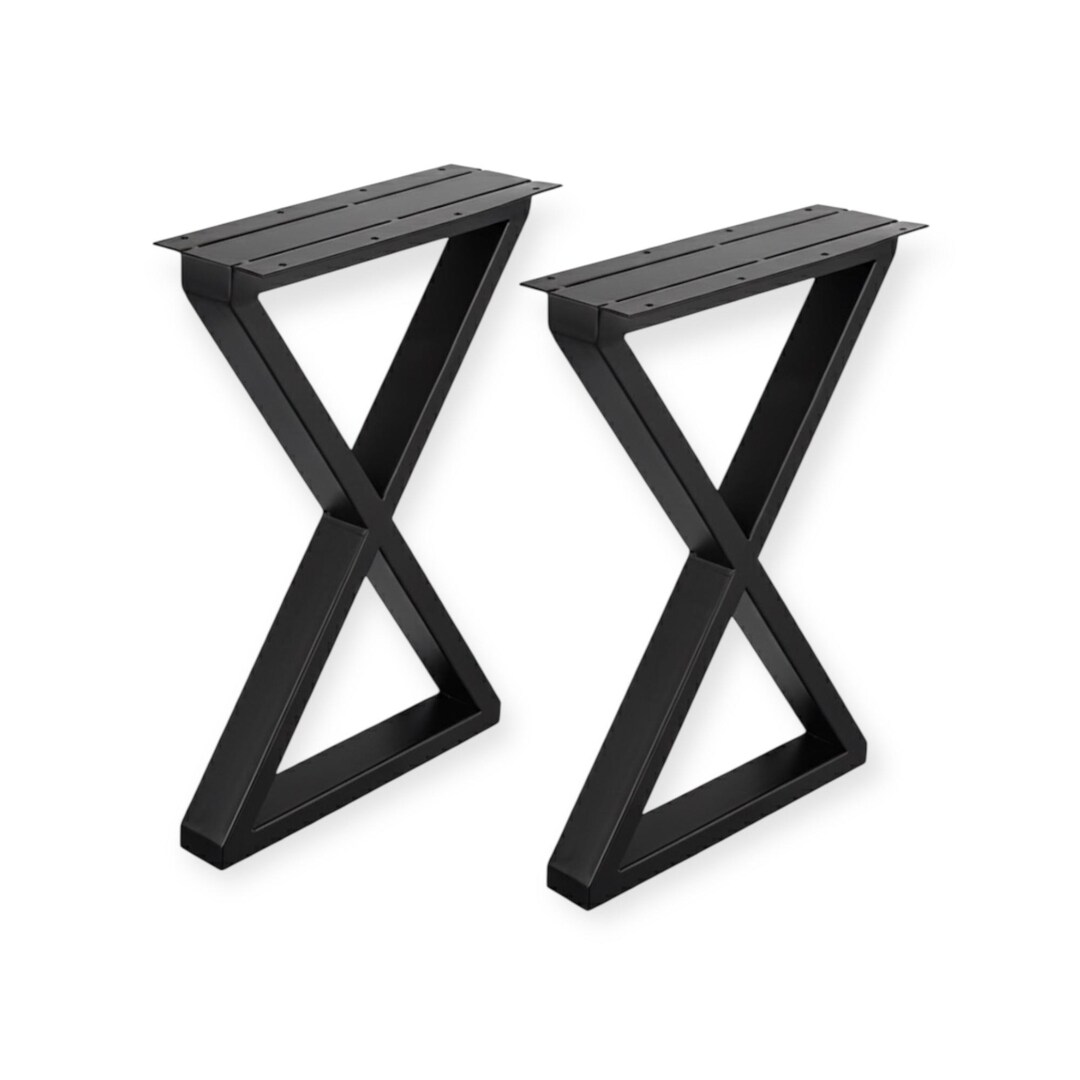 Set of 16" Black Bench Legs, X Frame Table Legs, Metal Bench Base ...