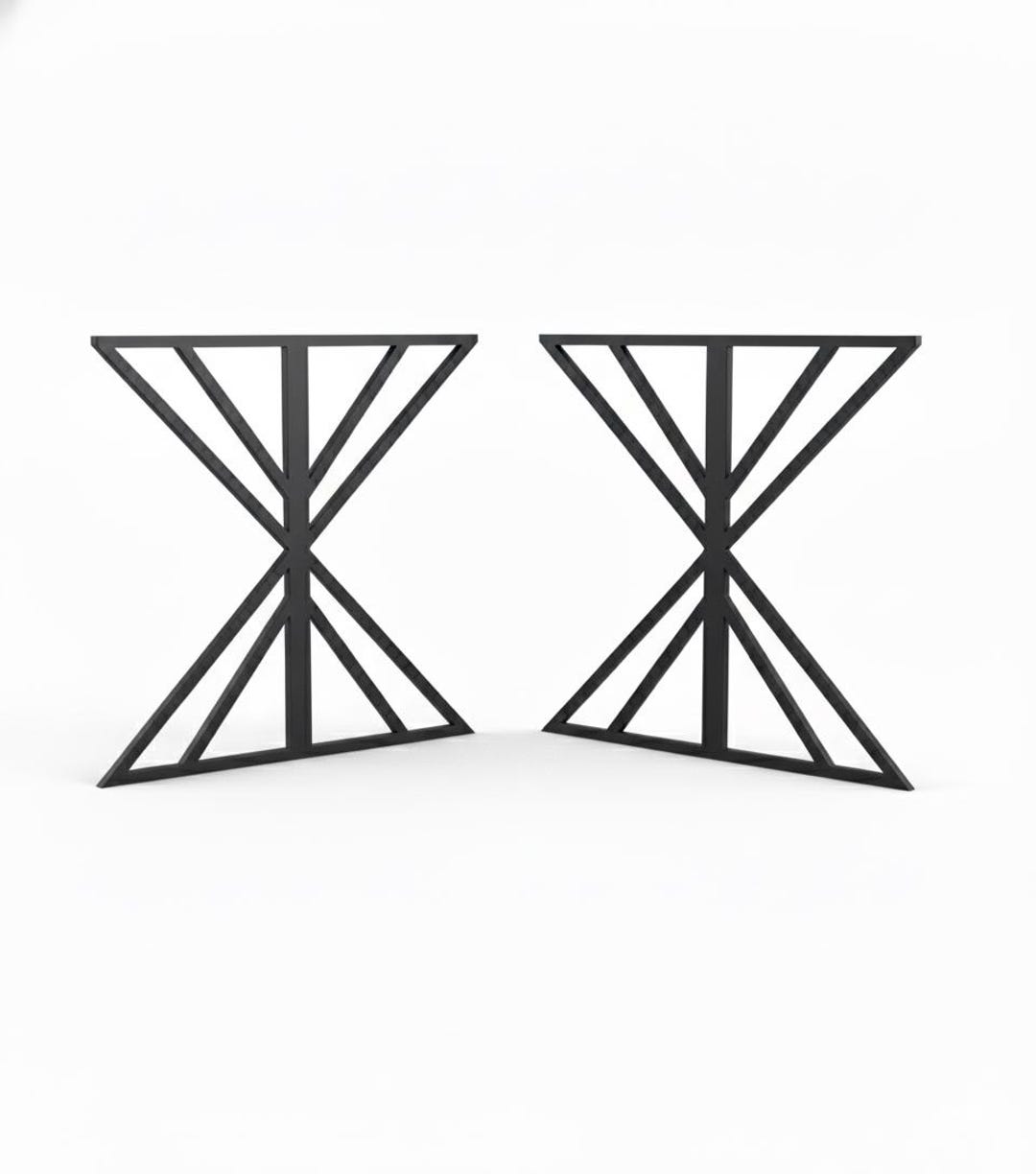 Set of 2 Black Geometric XX Table Legs, Modern Metal Console Dining ...