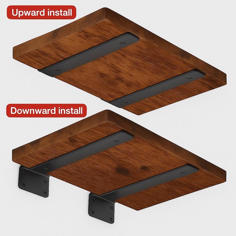 Black Floating Shelf Brackets, Heavy Duty Hidden Metal Supports for ...