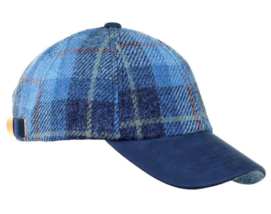 Genuine Harris Tweed Baseball Cap Faux Leather Peak Adjustable ...