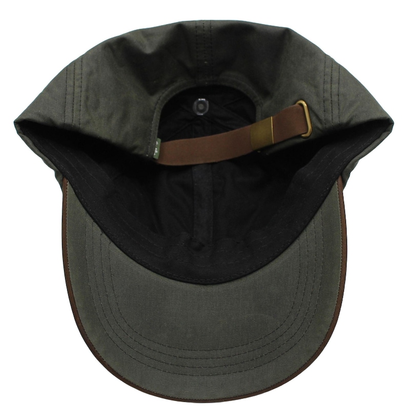 British Waxed Cotton Baseball Cap Genuine Leather Peak Adjustable Strap ...