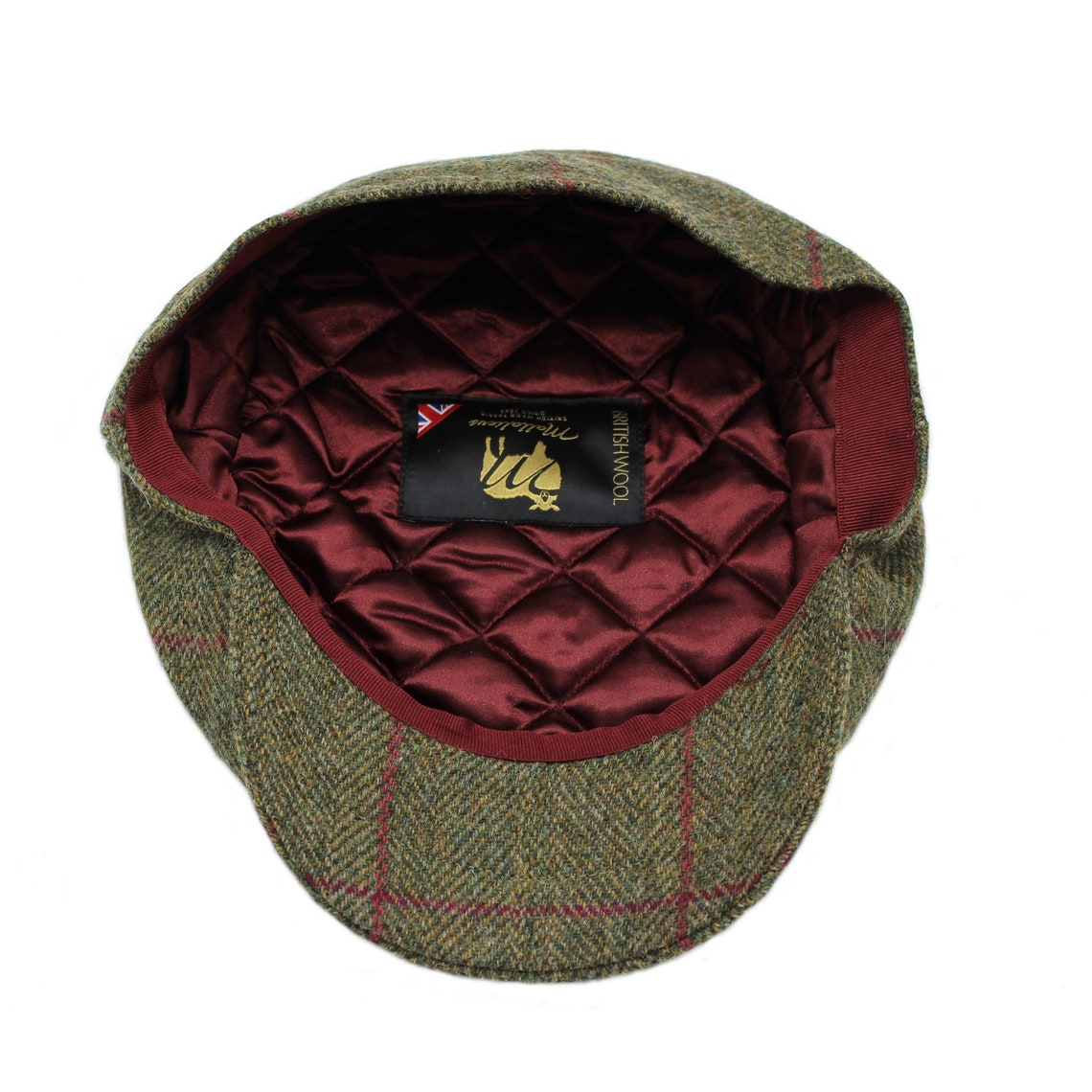 British Wool Tweed Bond Style Flat Cap Elongated Peak Quilted | Etsy