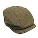 British Wool Tweed Bond Style Flat Cap Elongated Peak Quilted Satin ...