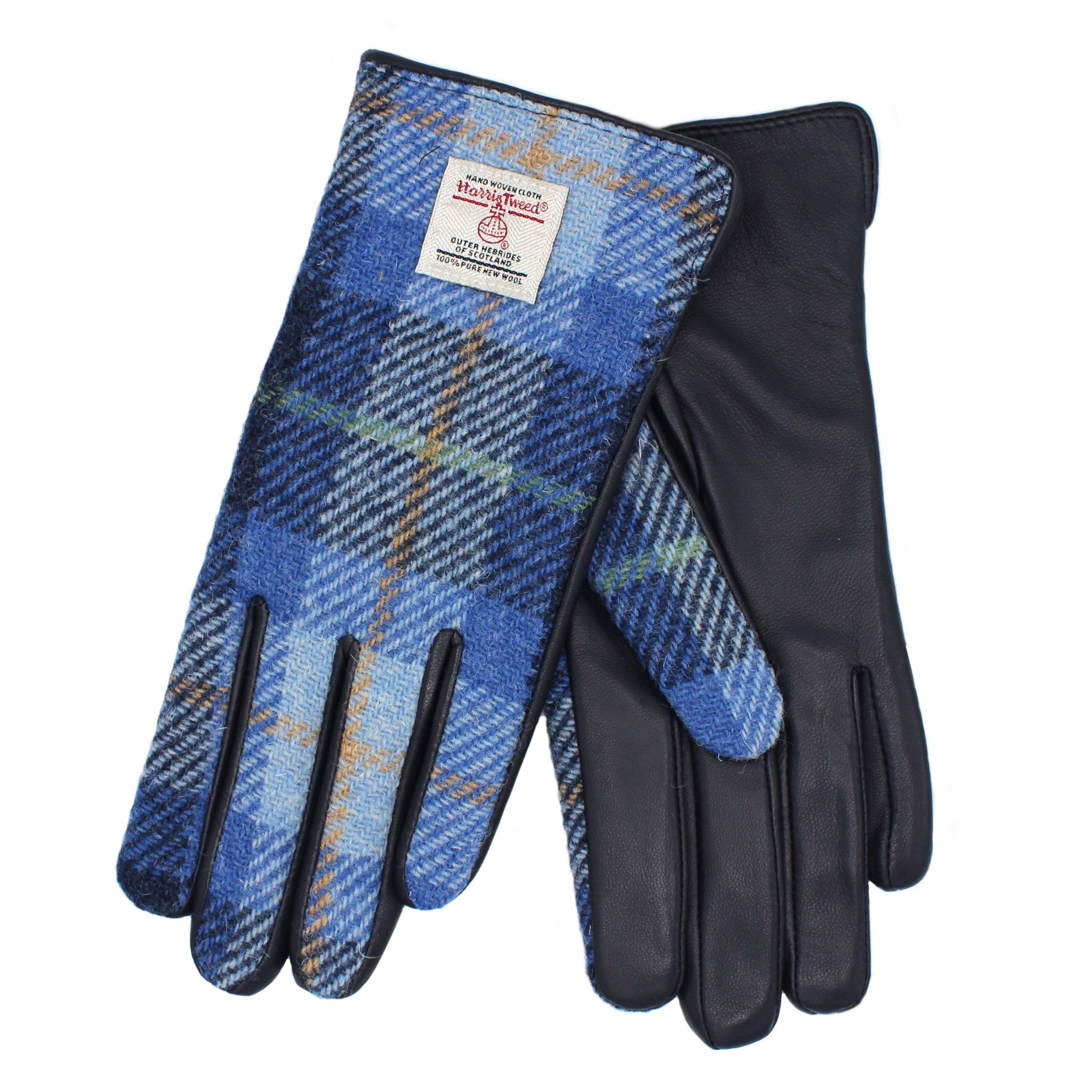 Skye Harris Tweed and Leather Women's Gloves ZG015 BLUE PASTELS - Etsy