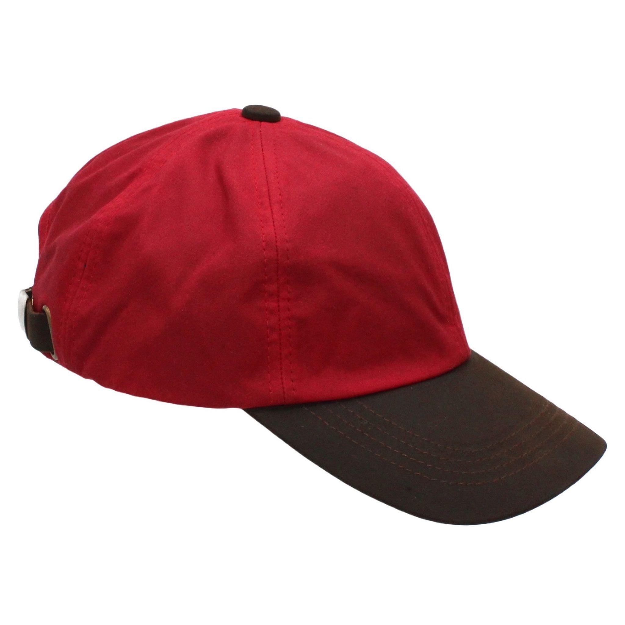 British Waxed Cotton Baseball Cap Genuine Leather Peak Adjustable Strap ...