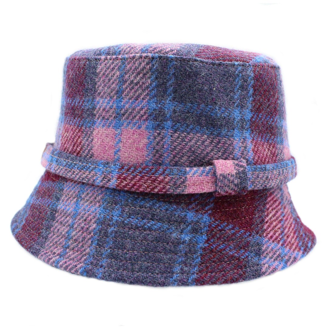 Ashkirk Harris Tweed Ladies Bucket Hat ZH283 PINK BLUE CHECK - Etsy