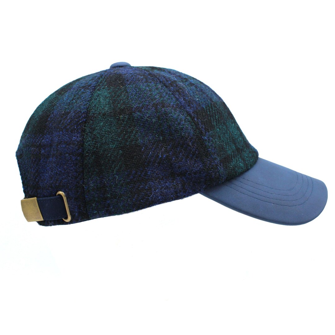 Genuine Harris Tweed Baseball Cap Faux Leather Peak Adjustable ...