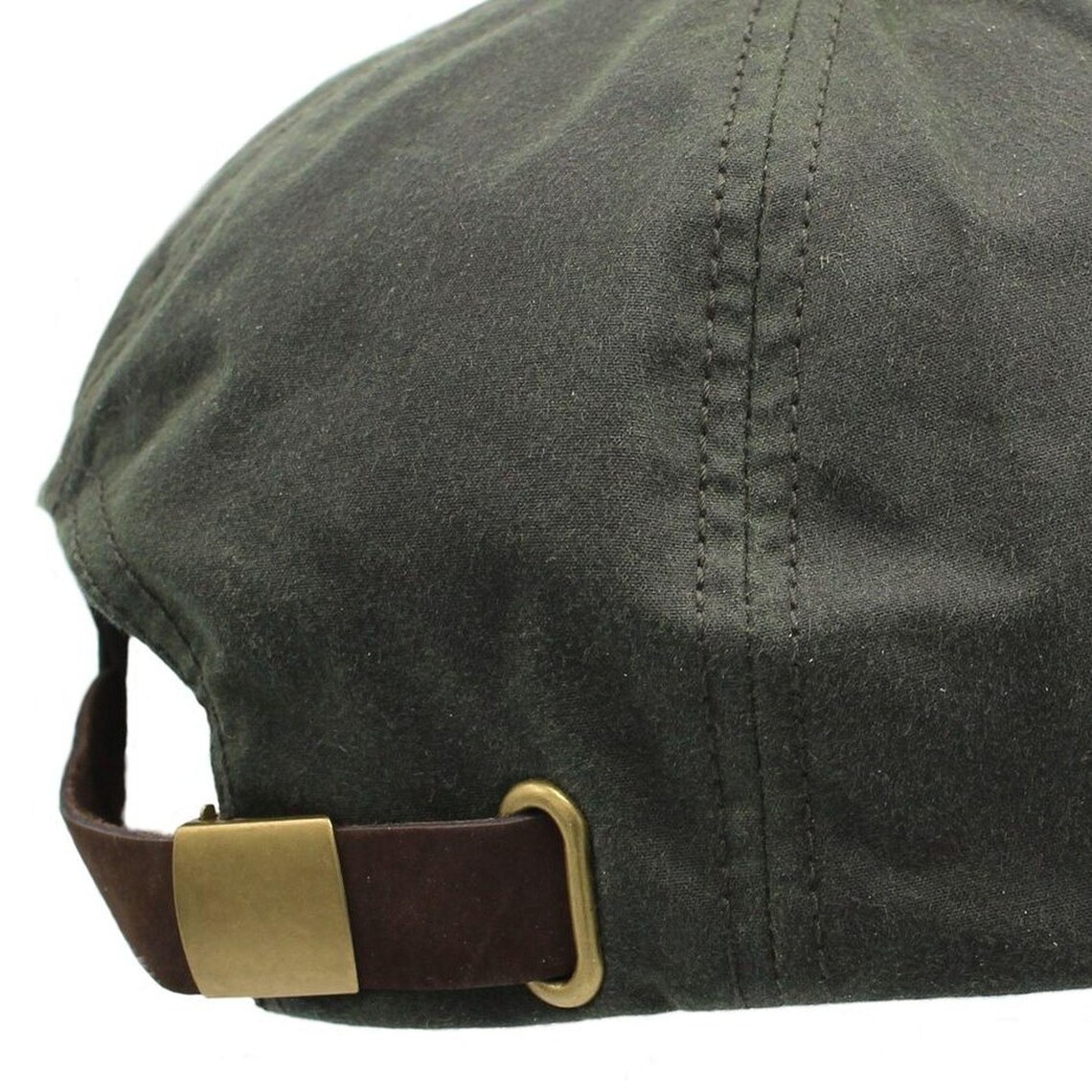 British Waxed Cotton Baseball Cap Genuine Leather Peak Adjustable Strap ...