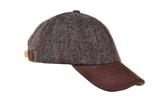 Genuine Harris Tweed Baseball Cap Real Leather Peak Adjustable | Etsy