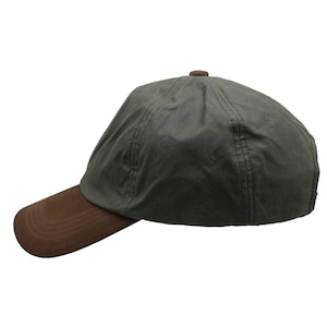 British Waxed Cotton Baseball Cap Genuine Leather Peak Adjustable Strap ...