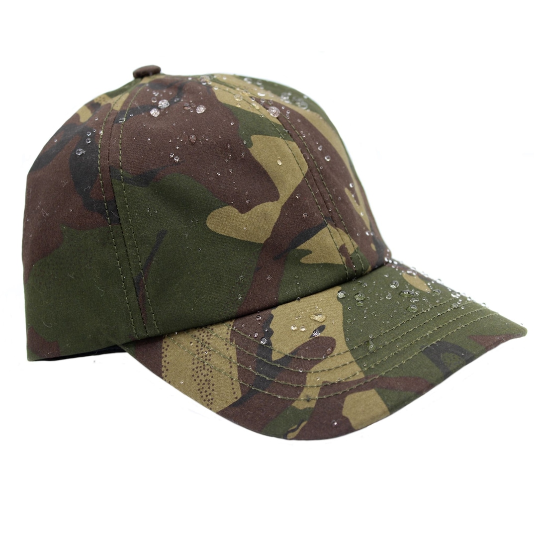 British Hybrid Aero Waxed Cotton Camouflage Baseball Cap Waterproof Fully Lined ZH265 OLIVE CAMO ...