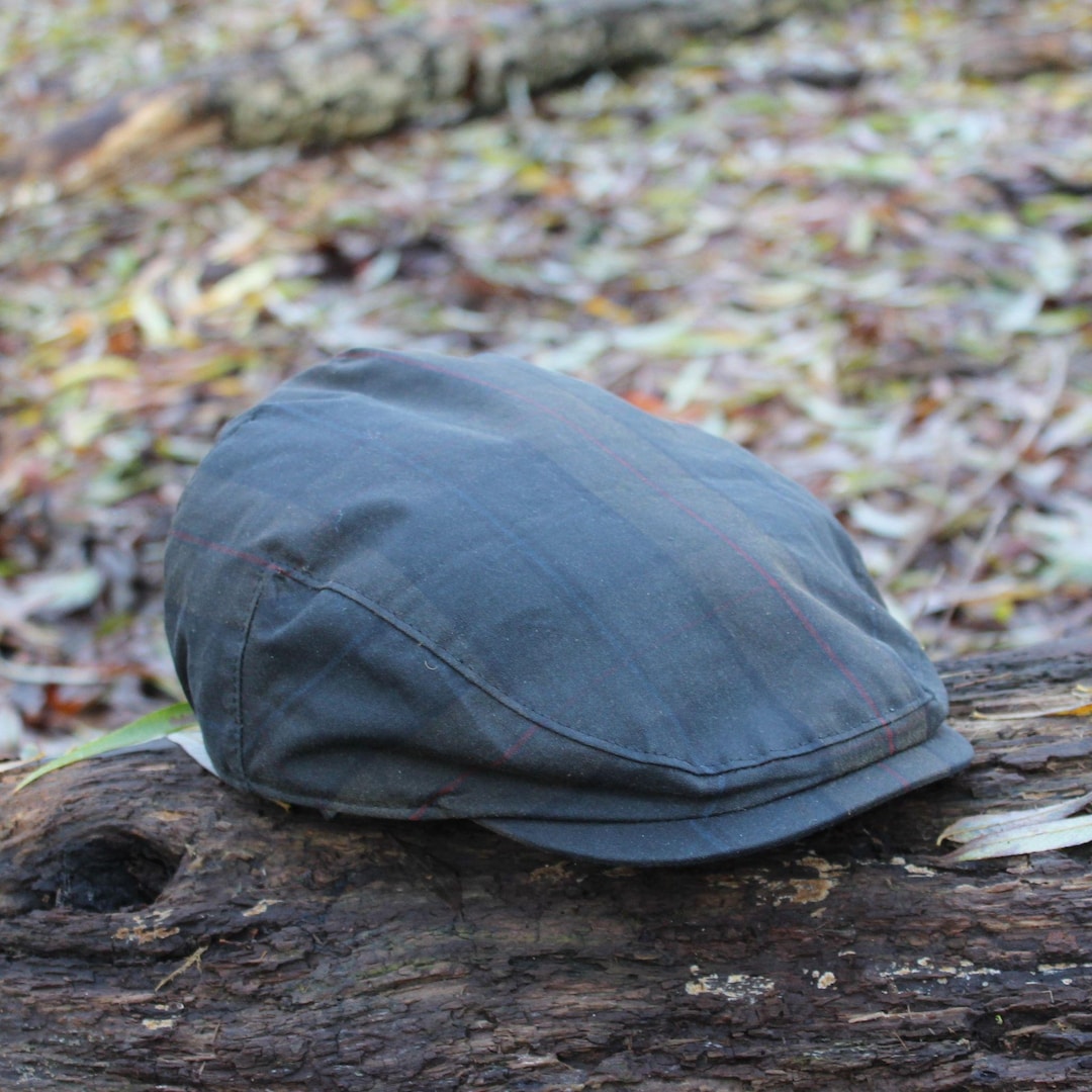 British Waxed Cotton Flat Cap Quality Tartan Wax Water Resistant Check ...