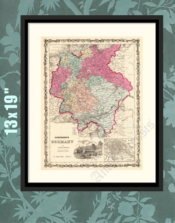 Germany 1860 German History Art Germany Vintage Map German | Etsy