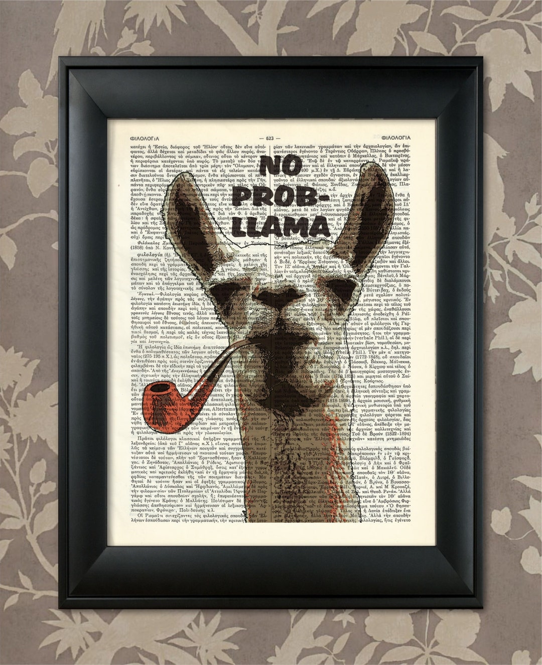 Llama Smoking Pipe, No Probllama Nada, Llama Print, Llama Poster, Llama ...