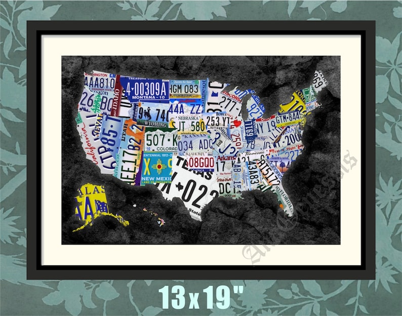 US License Plate Map All States License Plates Print - Etsy