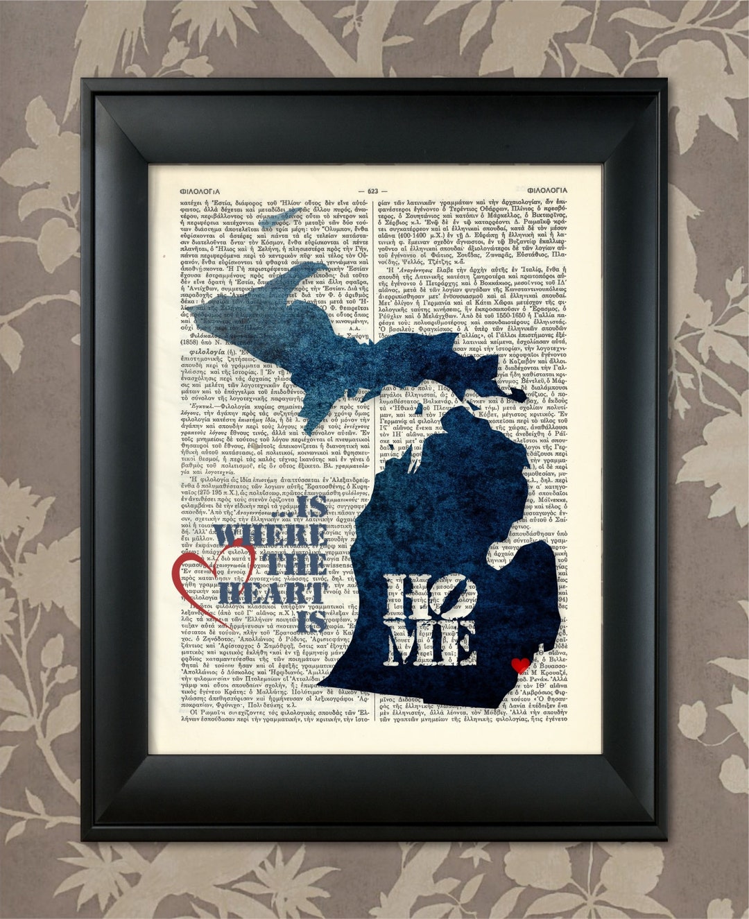 Michigan Art Print, Michigan Print, Michigan Map Art, Michigan Wall Art ...
