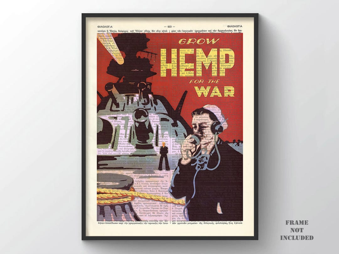 Hemp for War US History Poster, USA World War 2 Print Wall Hanger ...
