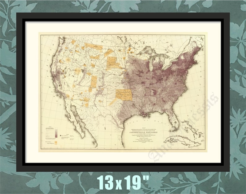 1874 US Population Density, American History, 19th Century America, Us ...