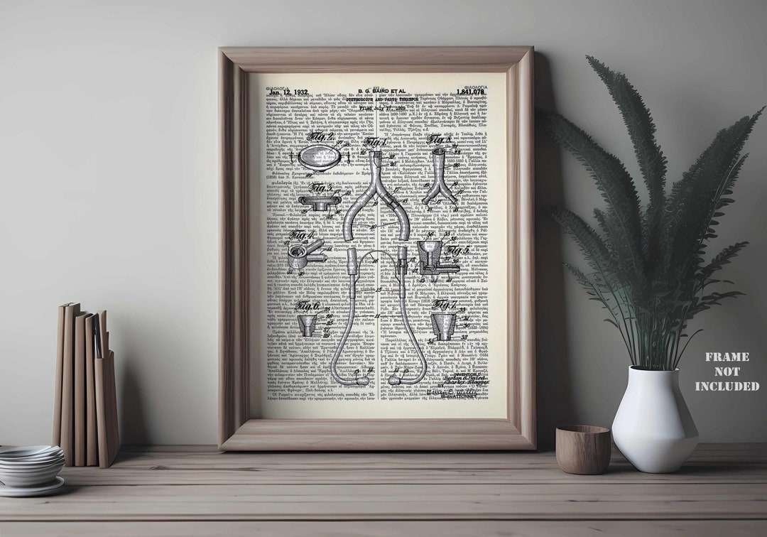 Vintage Stethoscope Patent Print Antique Giclee Doctor Gift Wall Art ...