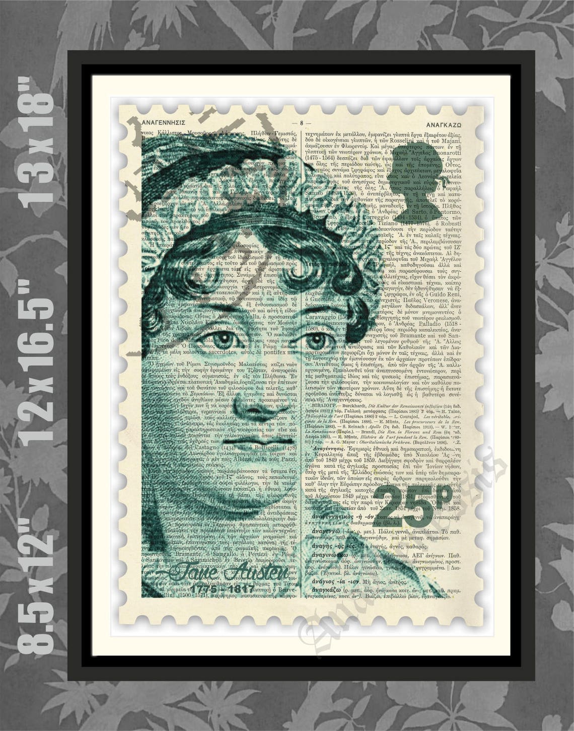 Jane Austen STAMP Jane Austen Sketch Jane Austen Print Jane | Etsy
