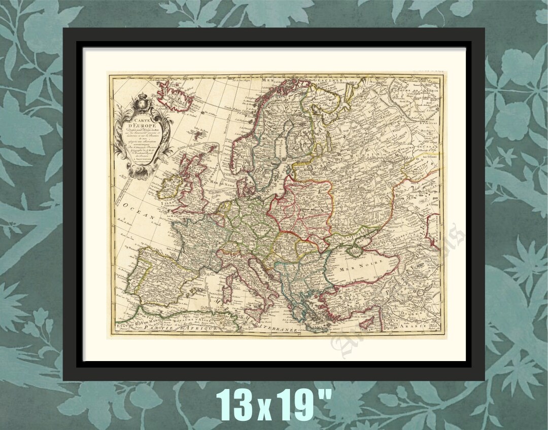 Europe 1739, Vintage European Map, European History Art, Historical Map ...