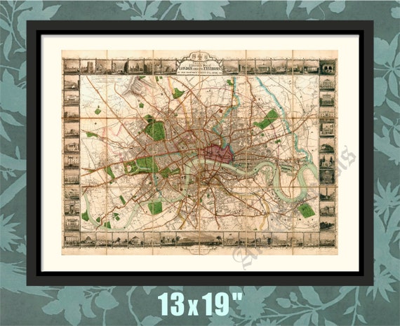 London Map 1851 London History Print Victorian London | Etsy