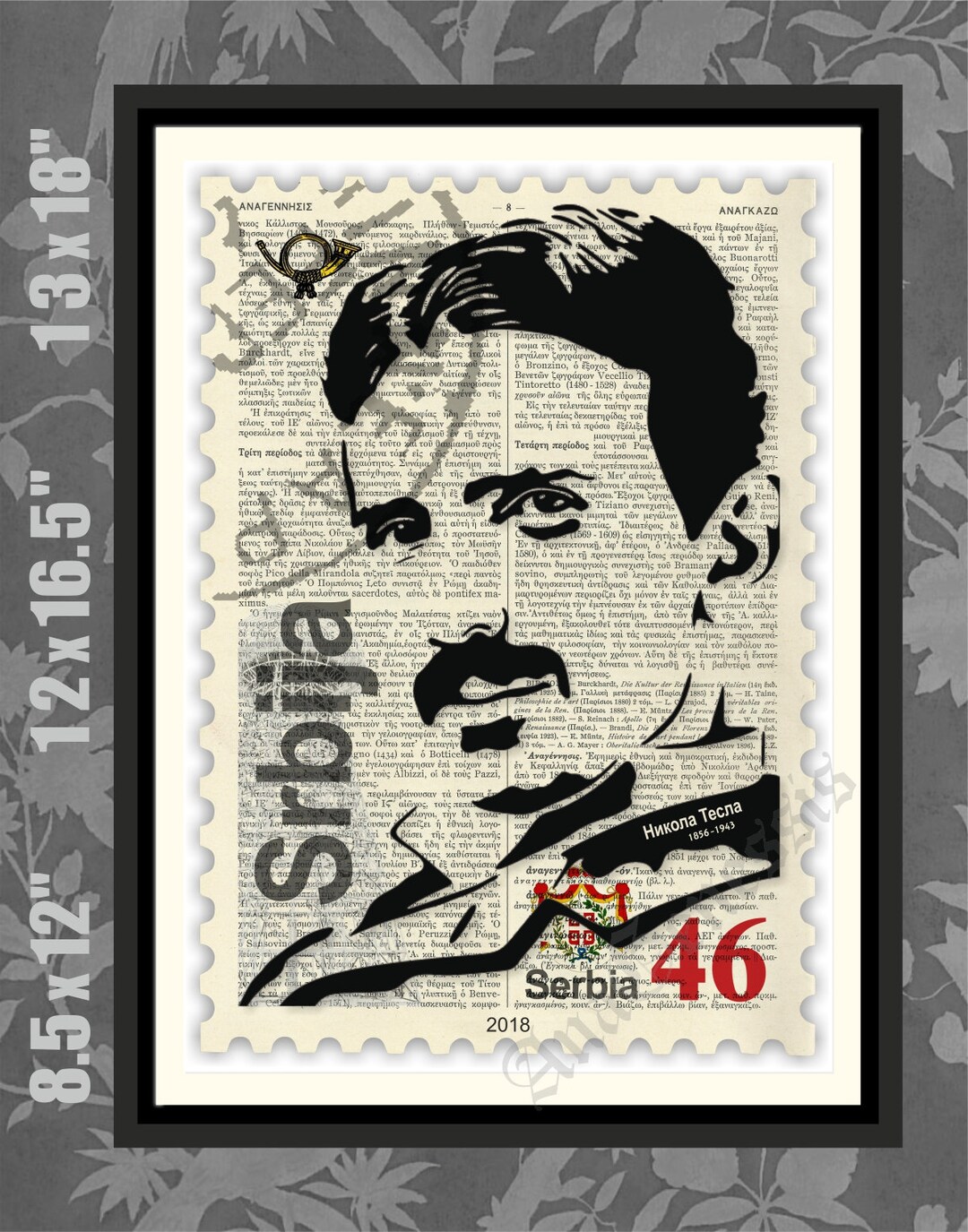Nikola Tesla STAMP, Nikola Tesla Print, Nikola Tesla Art, Nikola Tesla ...