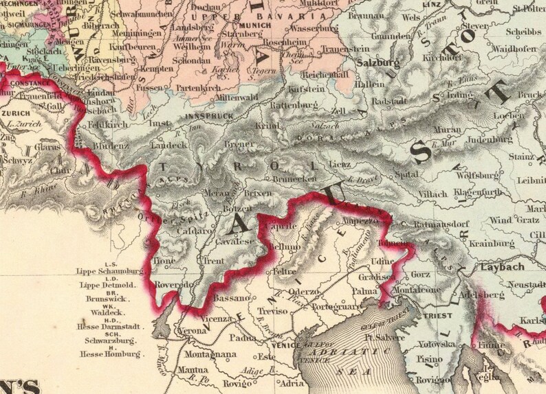 Germany 1860 German History Art Germany Vintage Map German - Etsy UK