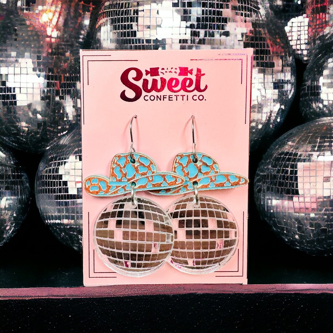 Disco Ball Dangle Earrings, Bachelorette Party Favors for Bridesmaids ...
