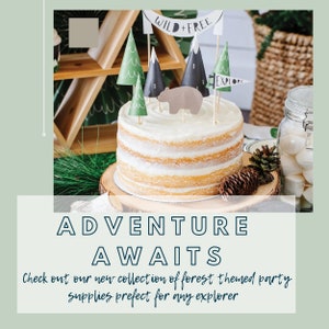 Adventure Happy Birthday Banner, One Happy Camper, Woodland Party Decor ...