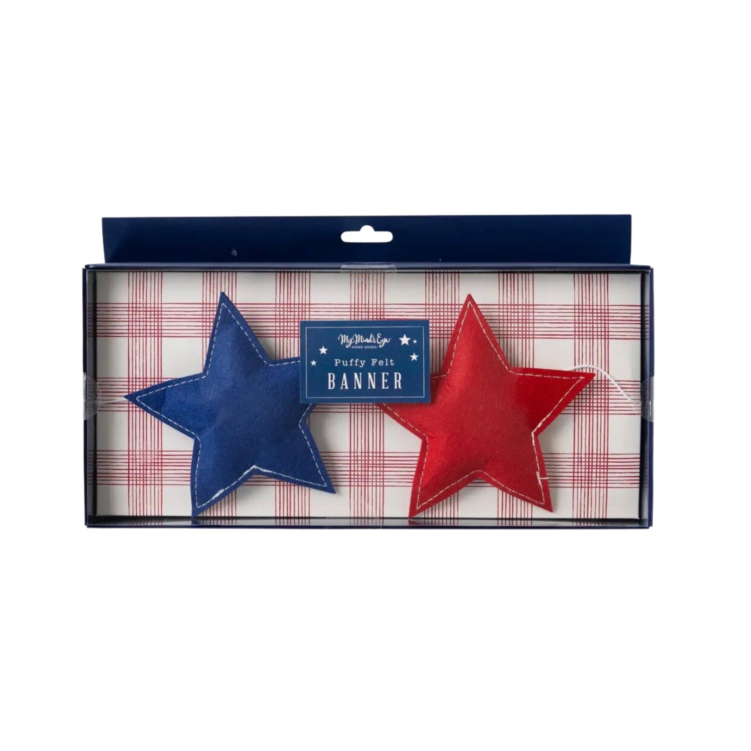 Puffy Stars Felt Garland, 4th of July Party Decor, Red White and Blue ...