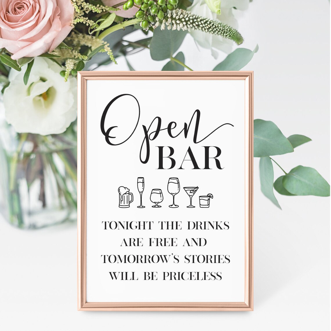 Open Bar Sign - Printable Wedding Signage - Wedding Reception ...