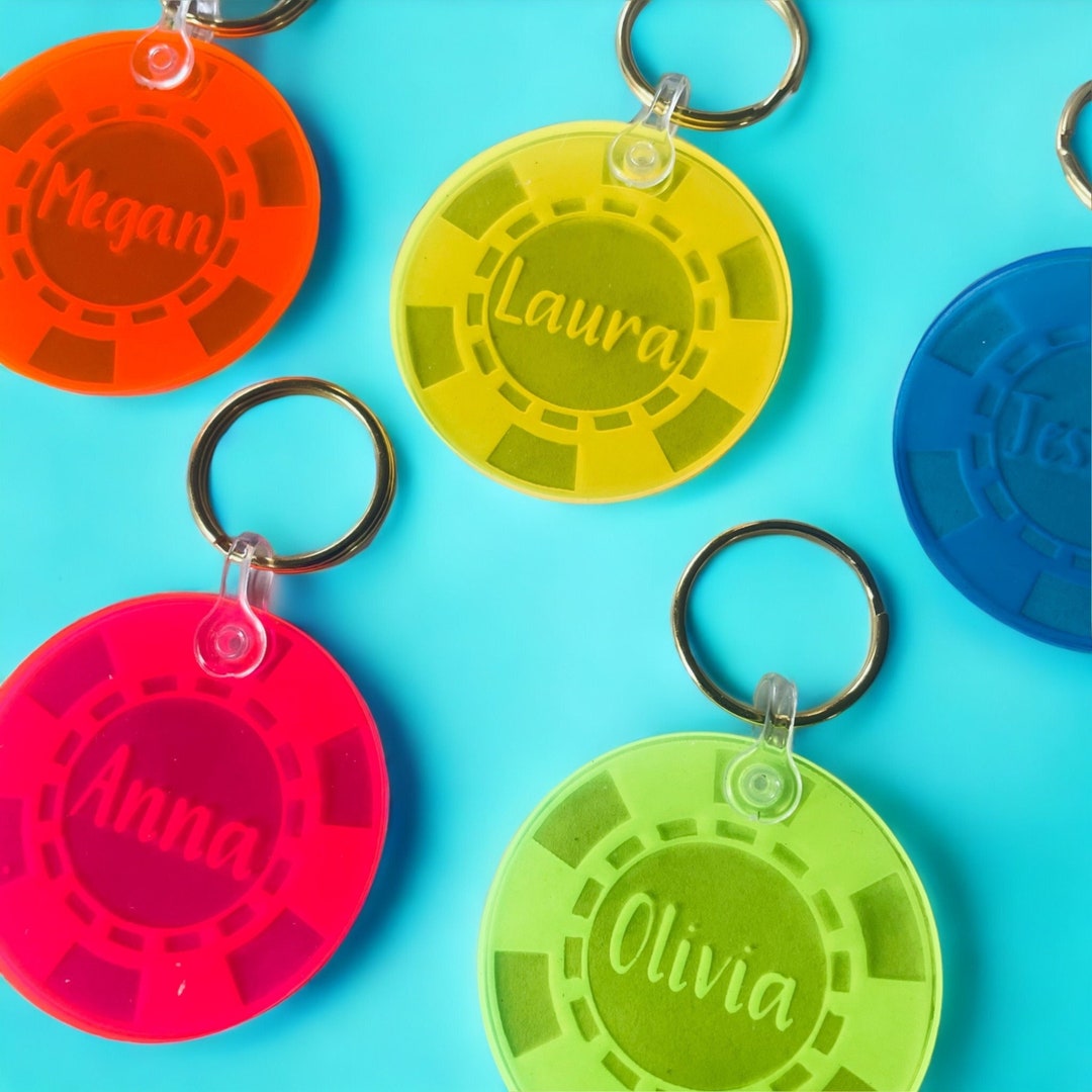 Casino Bachelorette Personalized Name Keychain, Vegas Then Vows, Hen ...