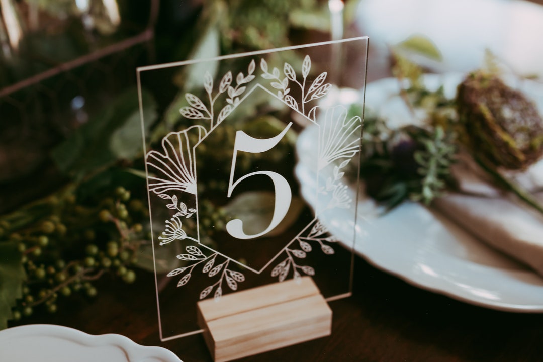 Garden Acrylic Table Numbers - Modern Wedding Sign - Wedding Table ...