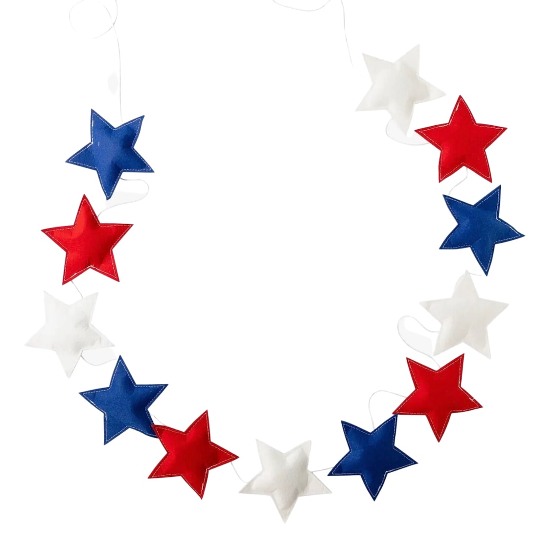 Puffy Stars Felt Garland, 4th of July Party Decor, Red White and Blue ...