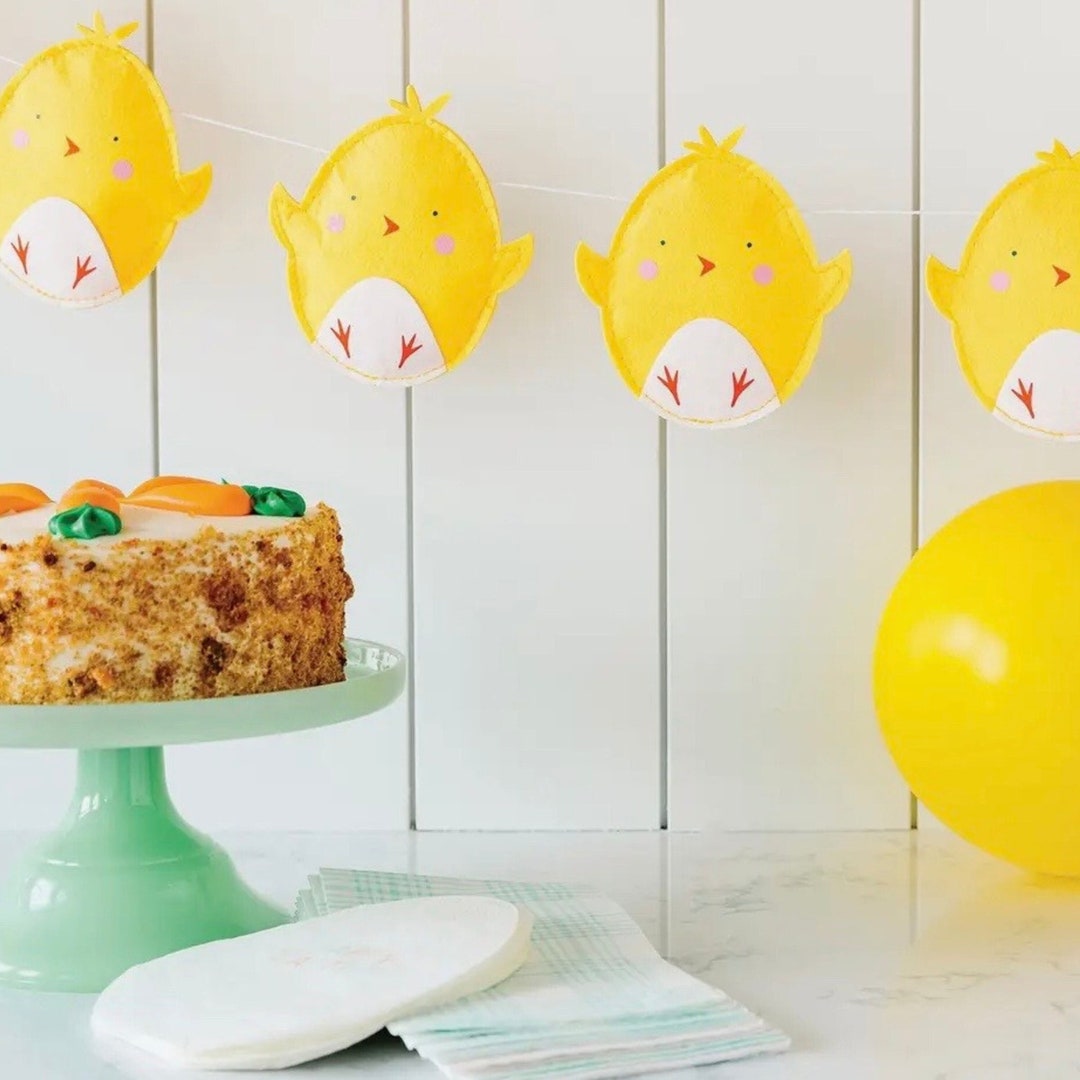 Puffy Felt Chick Banner, Easter Garland, Spring Garland, Easter Banner ...