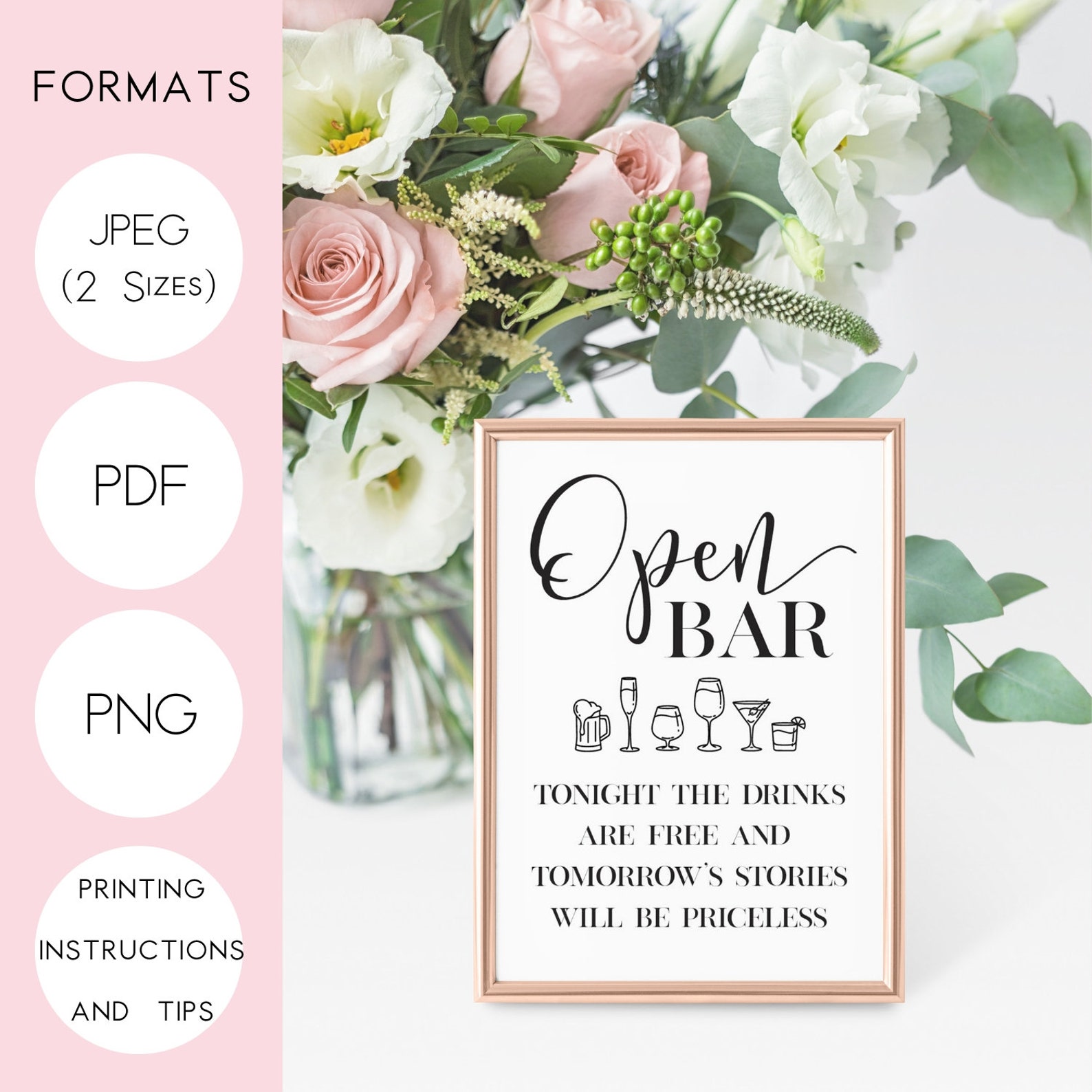 Open Bar Sign Printable Wedding Signage Wedding Reception - Etsy