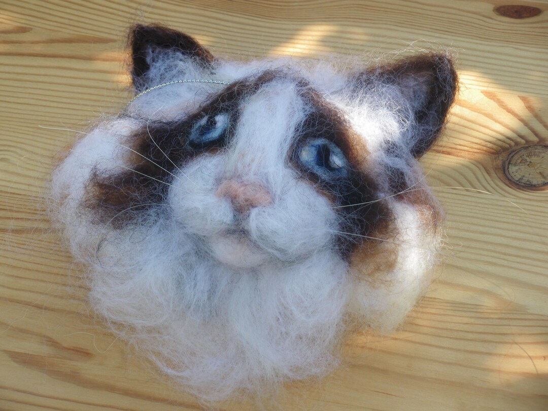 Needle Felted Ragdoll Cat Hanging Figure Handmade Decoration Christmas ...