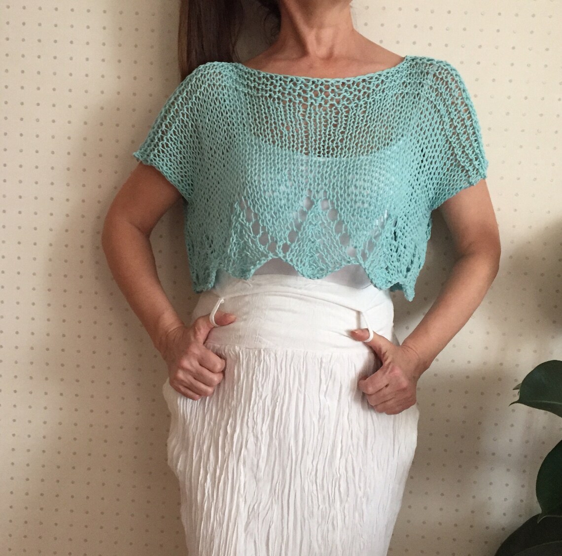 Knit Summer Top, Boho Chic Sweater, Women Summer Top, Lace Blouse, Hand ...