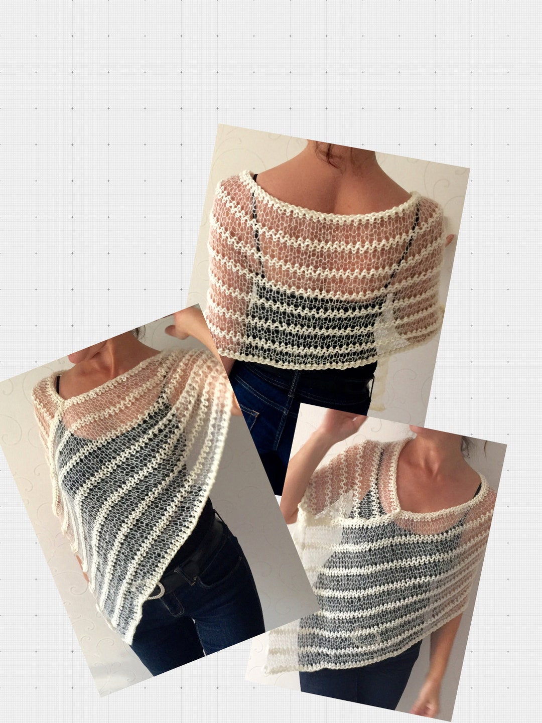 Knit Bridal Poncho , Wedding Women Shawl, Ivory Loose Knit Top, Fall ...