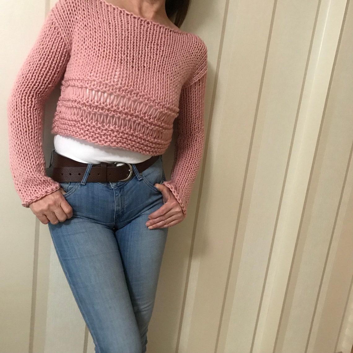 Knit Sweater Knit Chunky Pullower Cropped Wool Sweater - Etsy