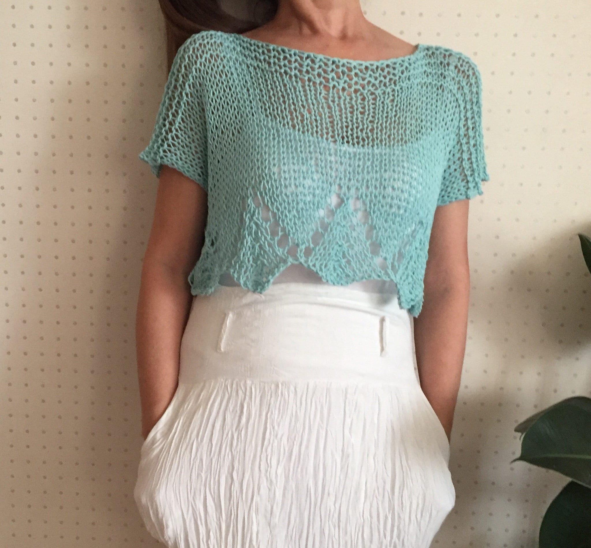 Knit Summer Top, Boho Chic Sweater, Women Summer Top, Lace Blouse, Hand ...