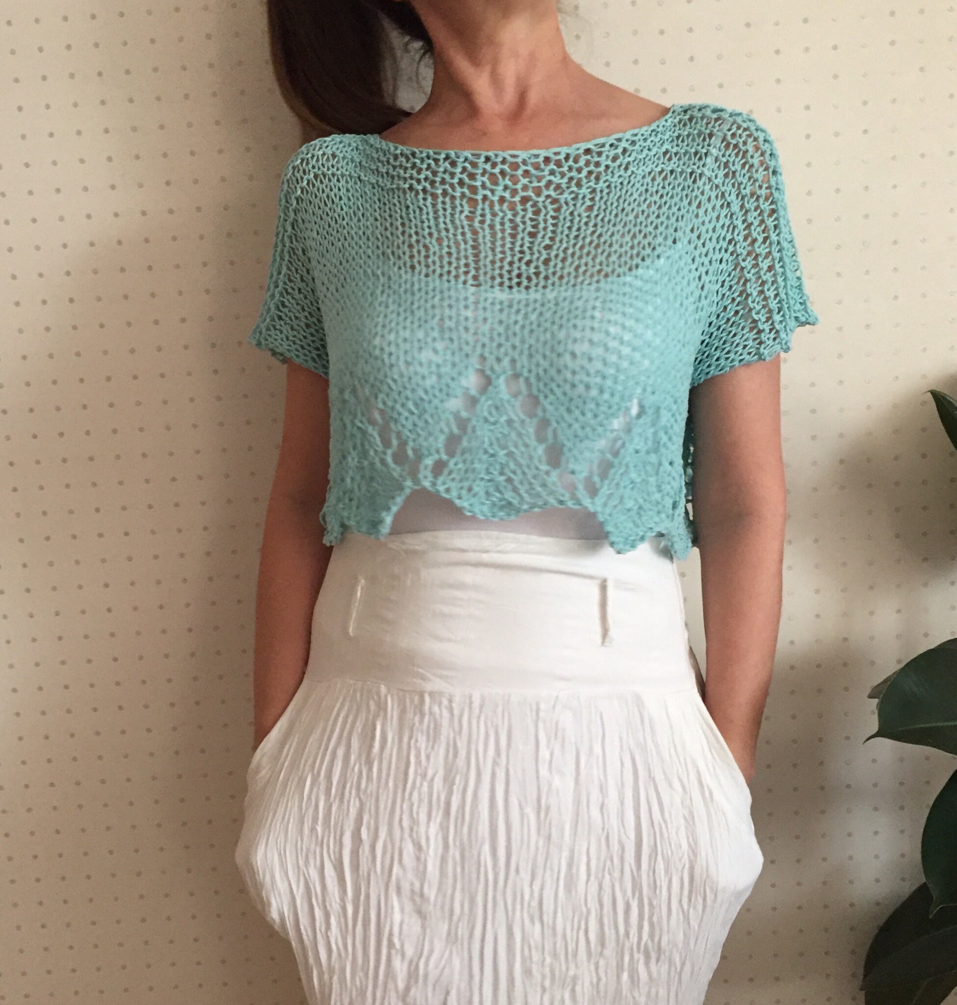 Knit Summer Top, Boho Chic Sweater, Women Summer Top, Lace Blouse, Hand ...