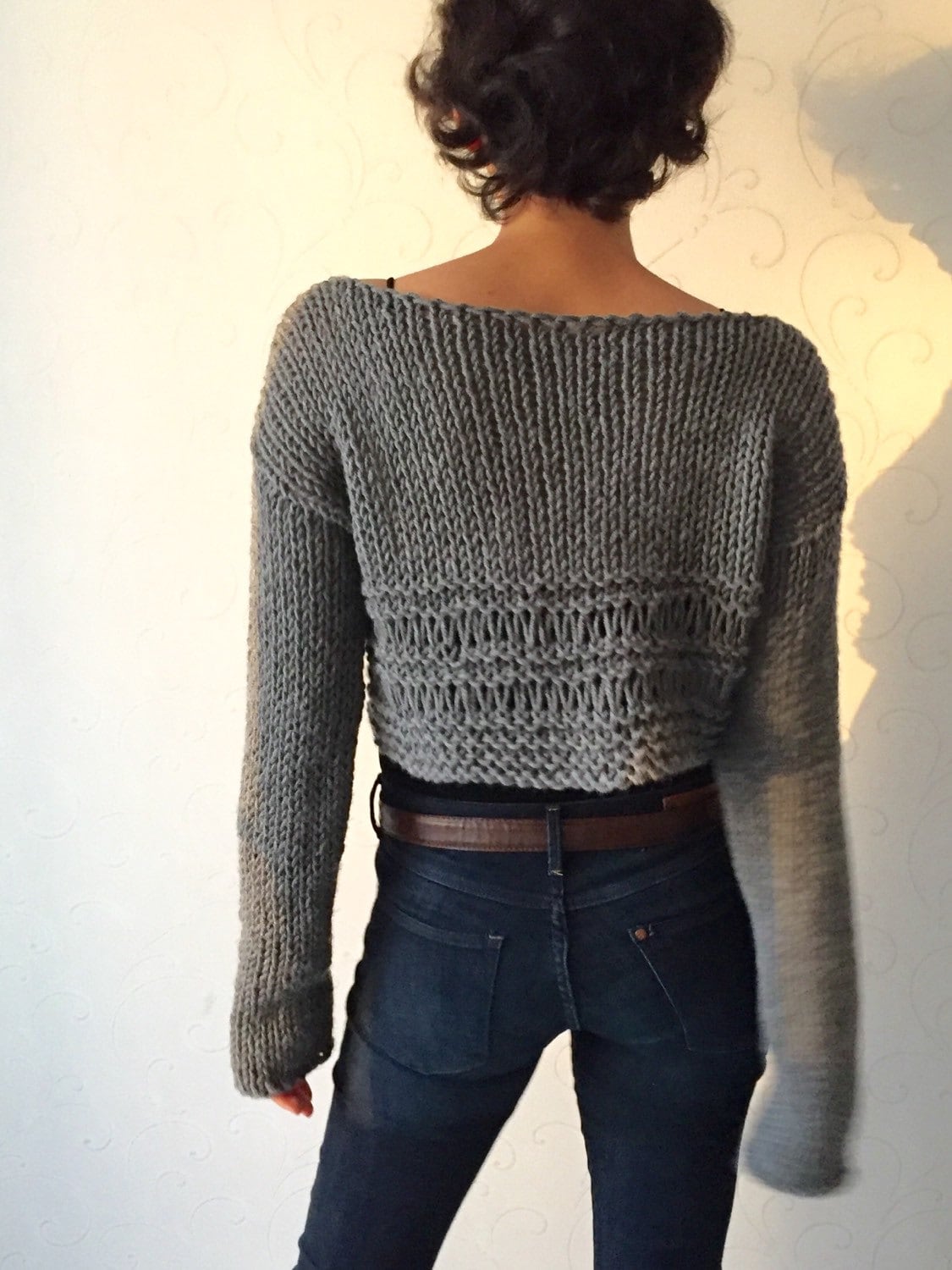 Knit Sweater Knit Crop Top Cropped Wool Sweater Winter Trends Grey ...