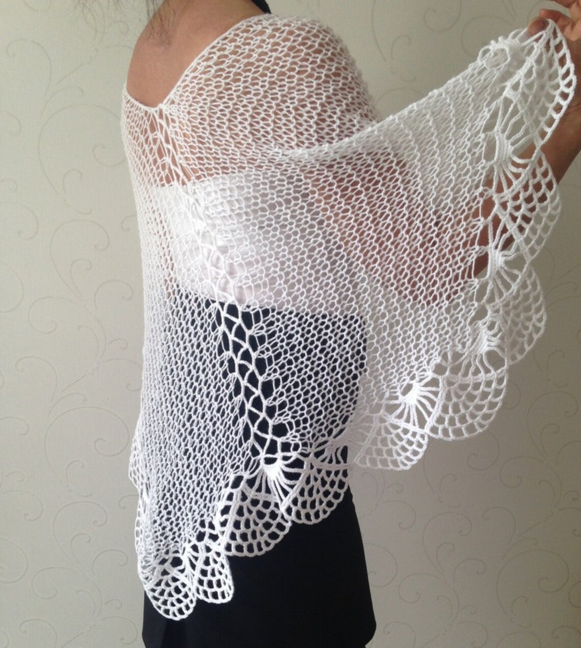 White Bridal Shawl, Wedding Poncho ,shawl, Cape, Bolero, Capelet, Shrug ...