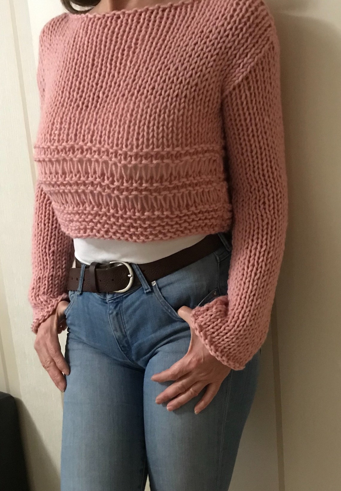 Knit Sweater Knit Chunky Pullower Cropped Wool Sweater - Etsy